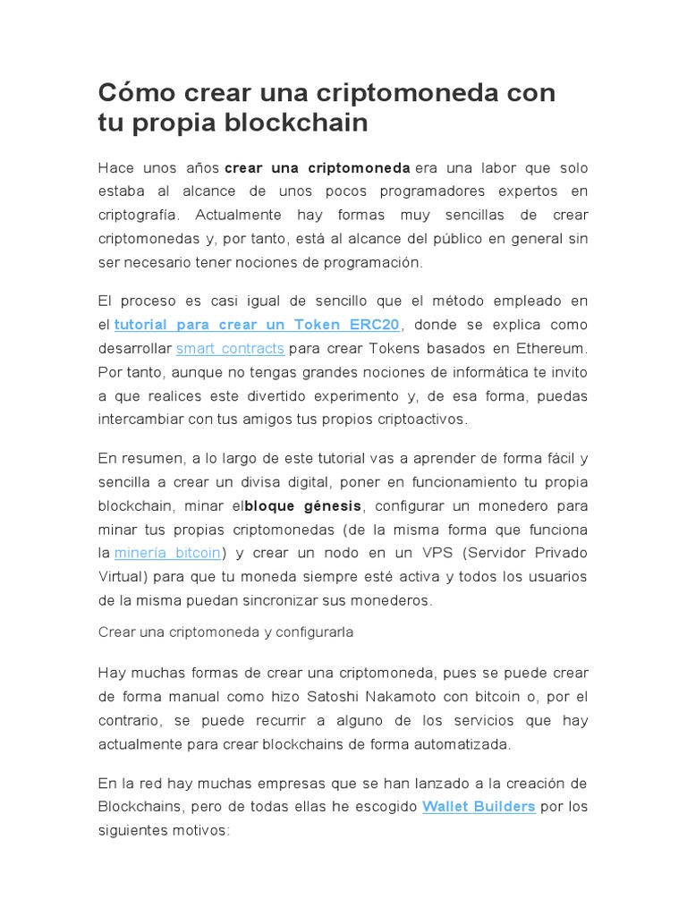 Cómo Crear Una Criptomoneda Con Tu Propia Blockchain | PDF | Criptomoneda | Bitcoin