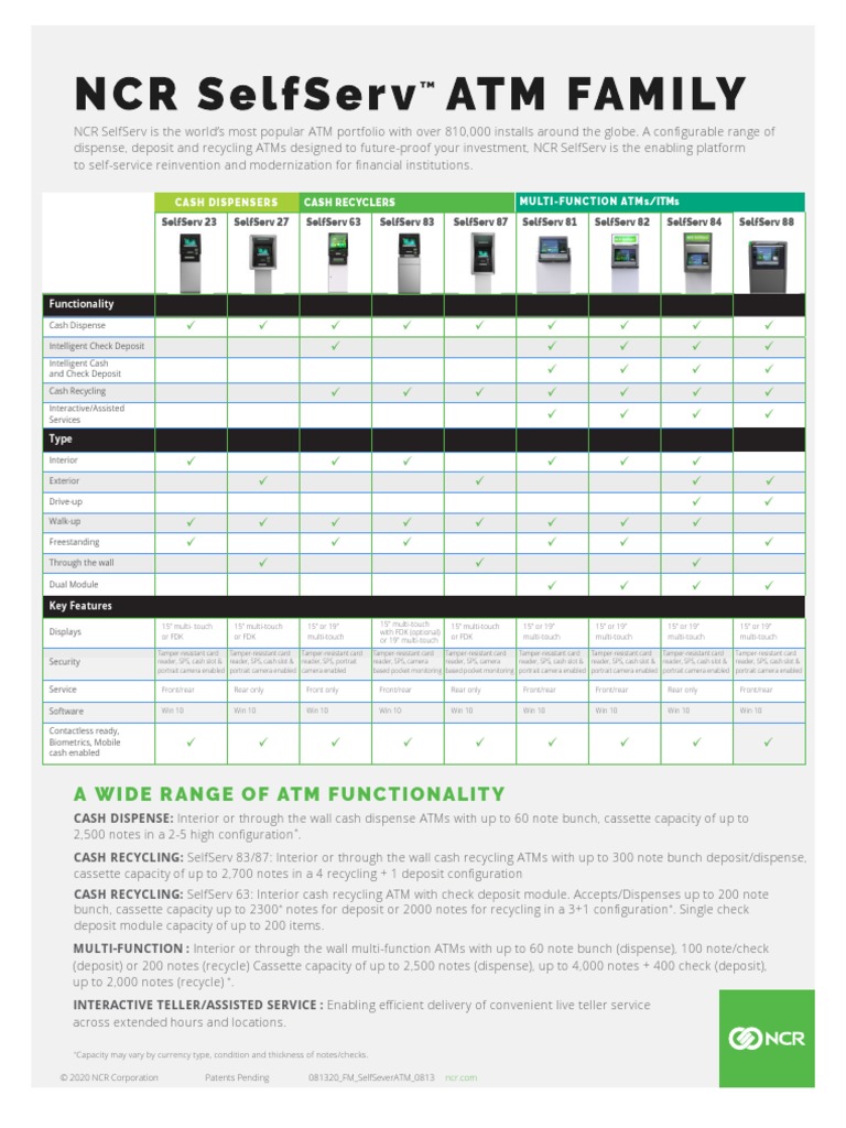 NCR Self Serv Atm Family Matrix | PDF | Automated Teller Machine | Computer Engineering