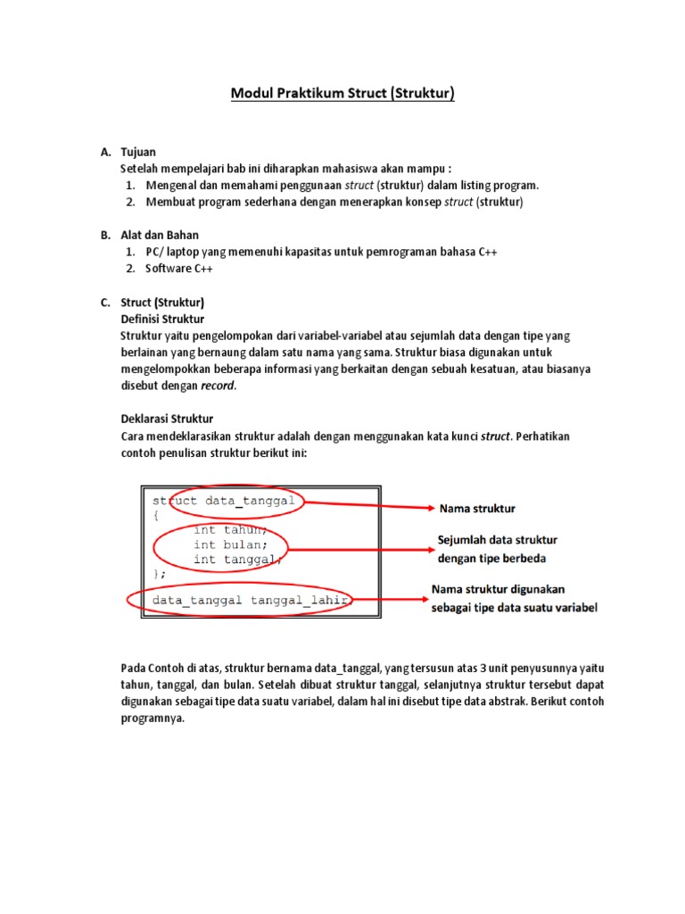 Modul Praktikum Struct | PDF | Metode & Bahan Ajar | Komputer