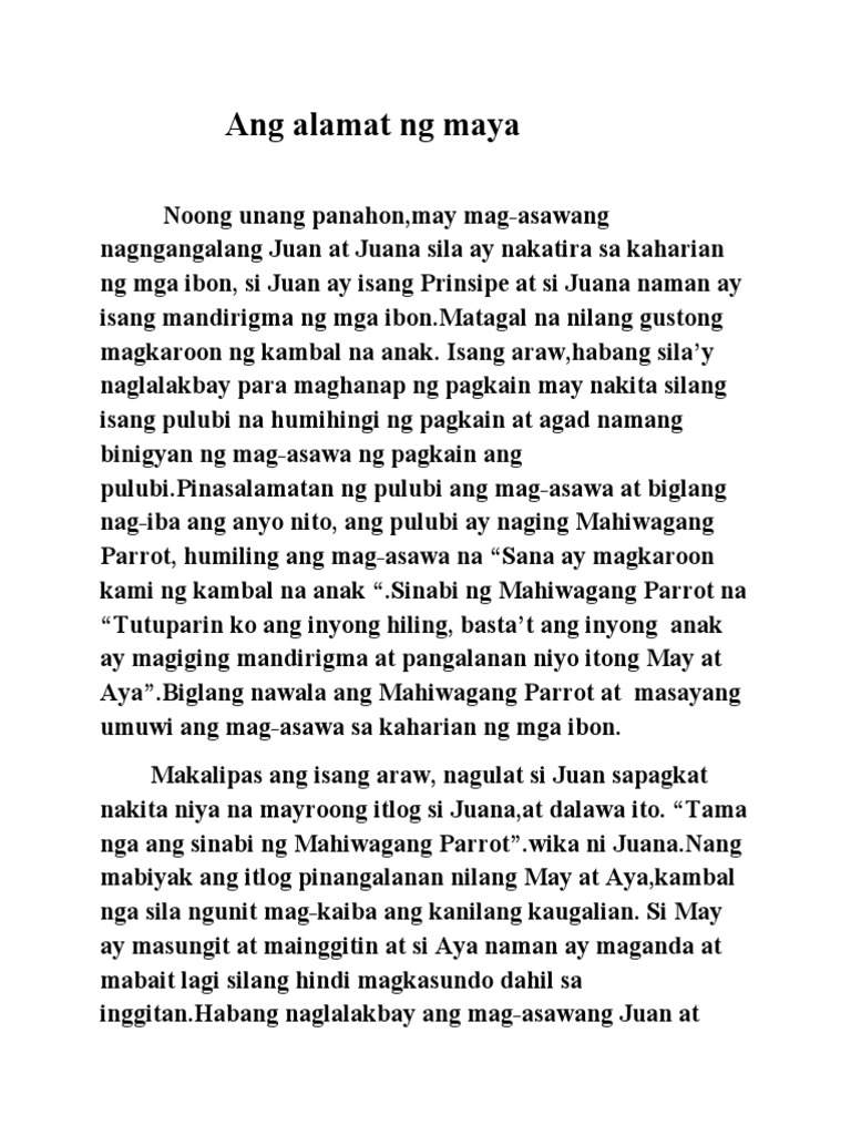 Ang Alamat NG Maya | PDF