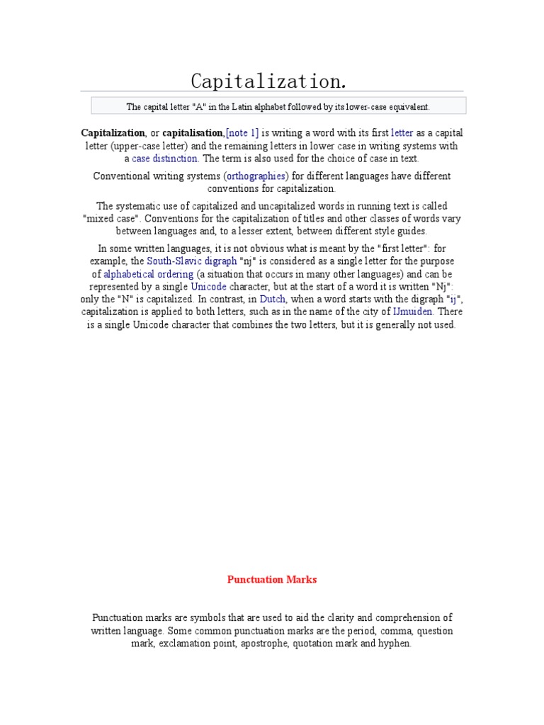 Capitalization: (Note 1) Letter Case Distinction Orthographies | PDF ...