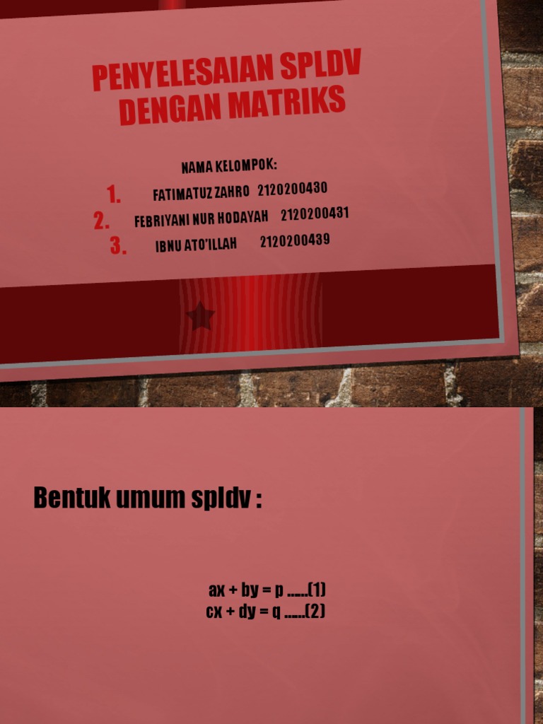 Penyelesaian SPLDV Dengan Matriks | PDF