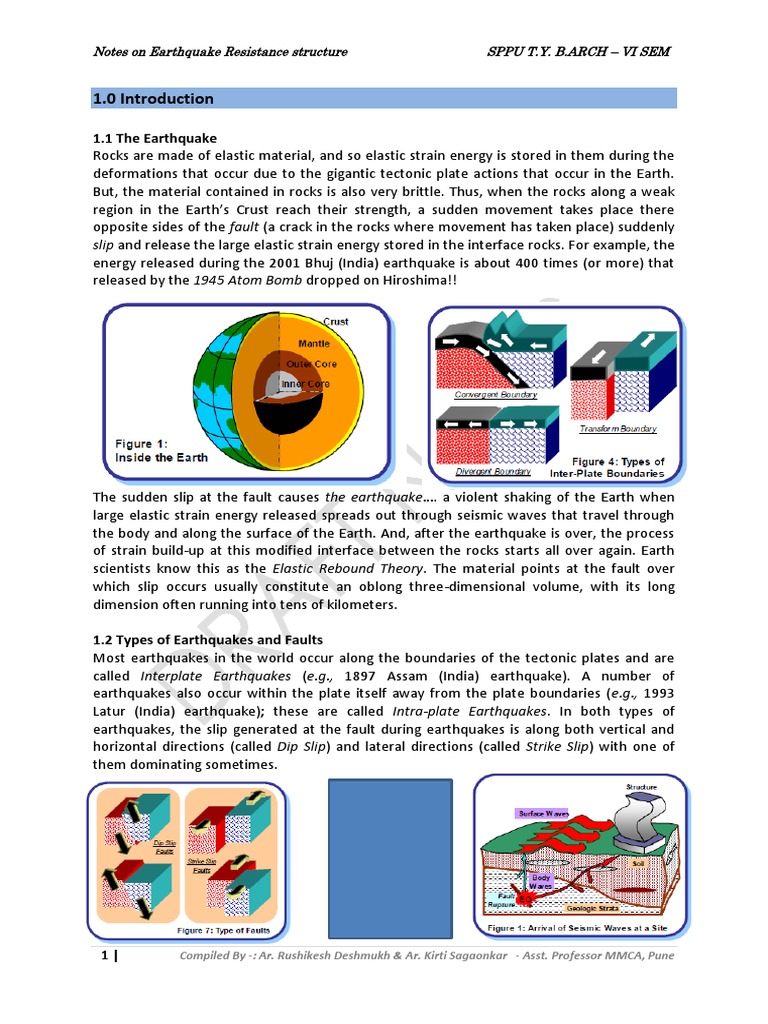 Earthquake Resistant Structure - NOTES 3rd YR V SEM | PDF | Earthquakes ...