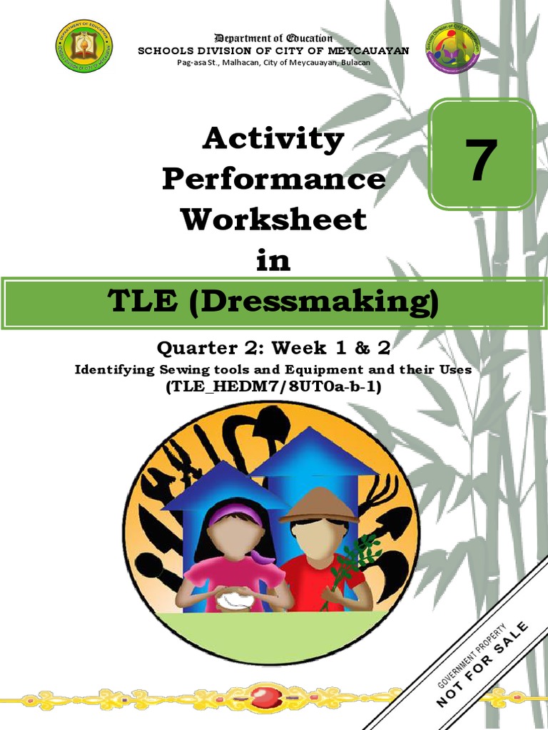 Activity Performance Worksheet in TLE (Dressmaking) : Quarter 2: Week 1 & 2 | PDF | Sewing ...