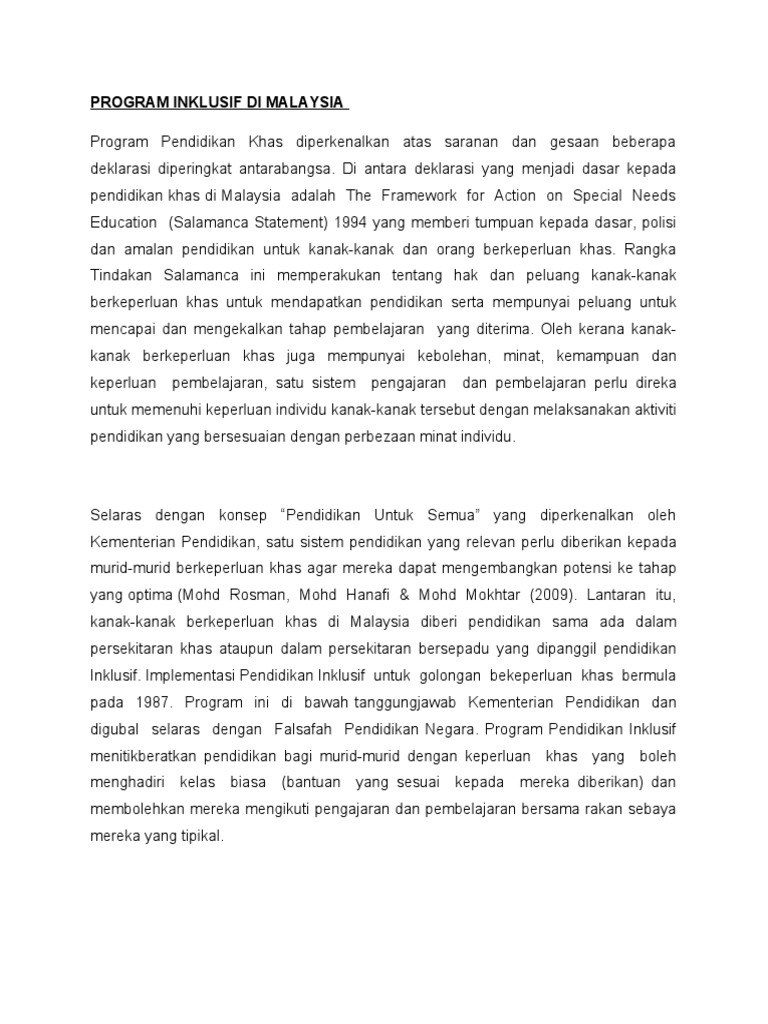 Program Inklusif Di Malaysia | PDF