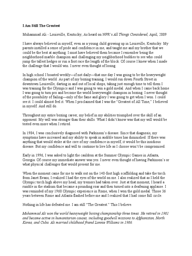 I Am Still The Greatest by M Ali | PDF | Muhammad Ali | Wellness