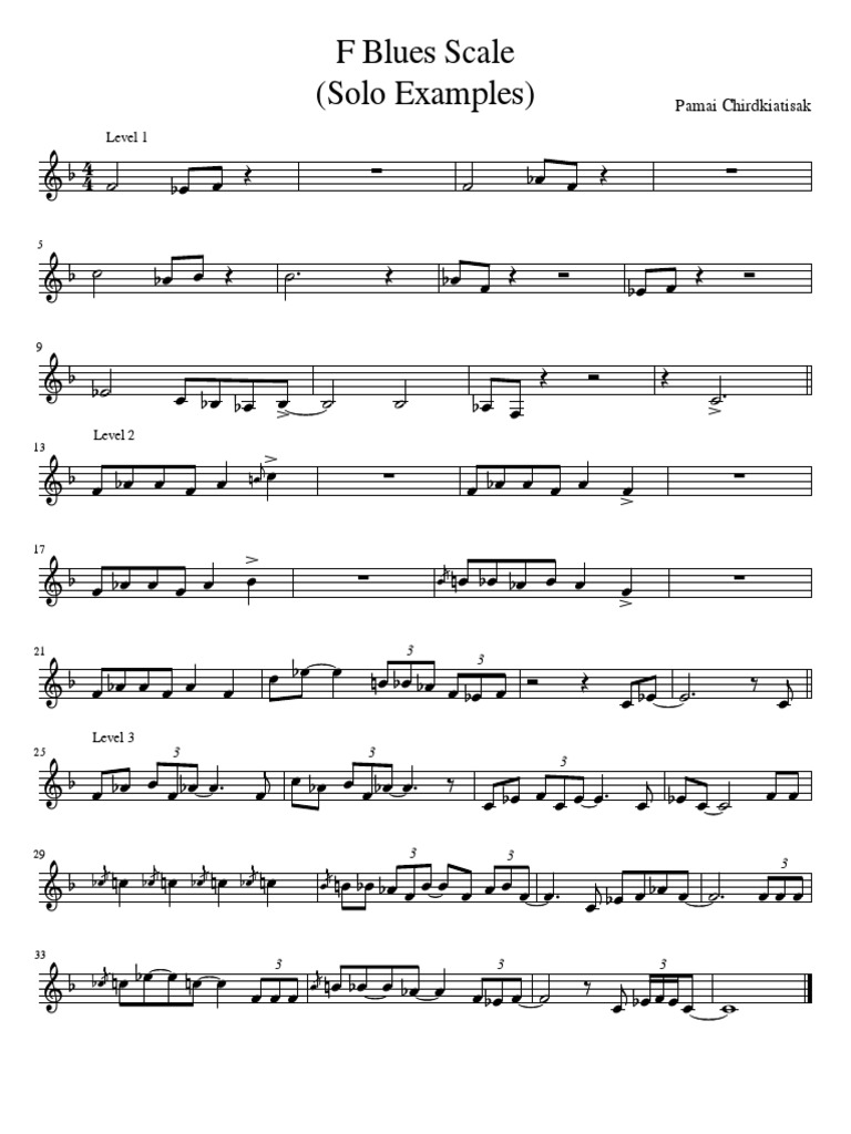 F Blues Scale (Solo Example Level 1,2,3) | PDF
