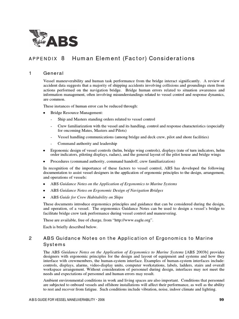 APPENDIX 8 Human Element (Factor) Considerations | PDF | Human Factors ...