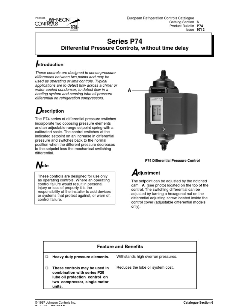 P74FA-9700 Pressure Switch Water | PDF | Pipe (Fluid Conveyance ...