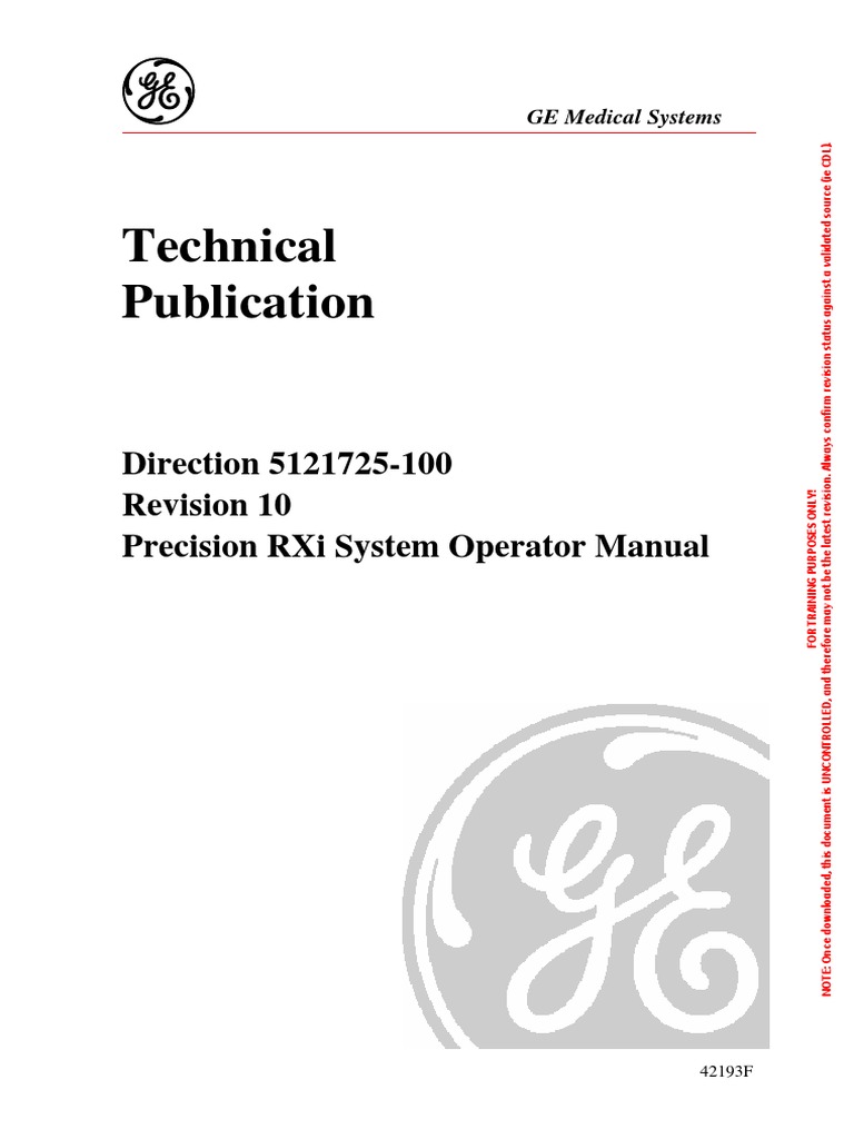 GE Precision RXi Operator Manual | PDF | Radiography | X Ray