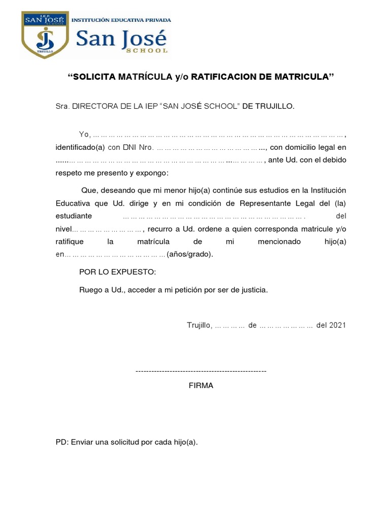 Solicitud de Matrícula | PDF