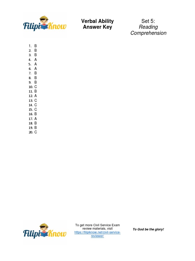 Verbal Ability Answer Key for Exam | PDF