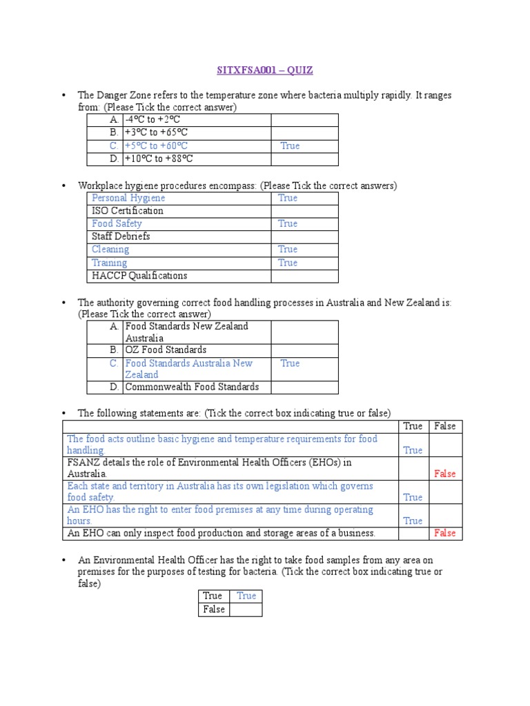 Food Safety and Hygiene Practices Quiz | PDF | Food Safety | Egg As Food