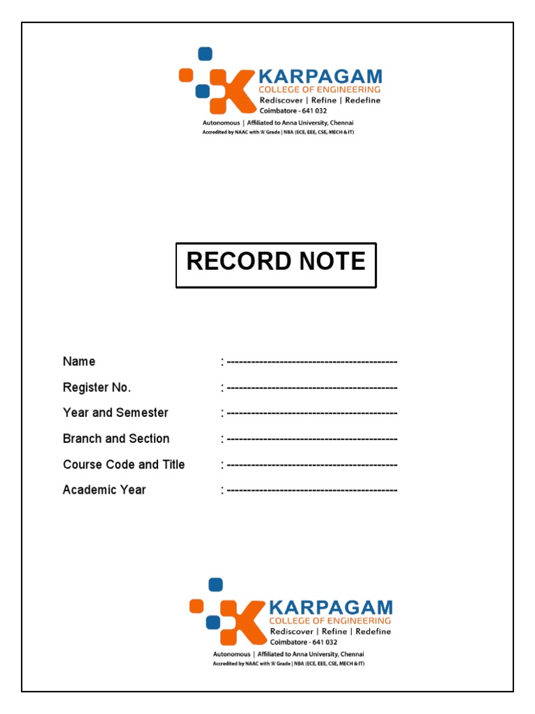 Lab Record Front Page | PDF | Engineering | Design