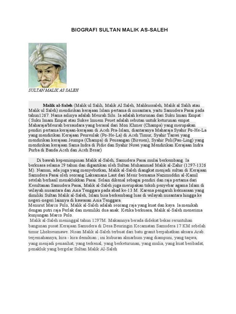 Biografi Sultan Malik As | PDF