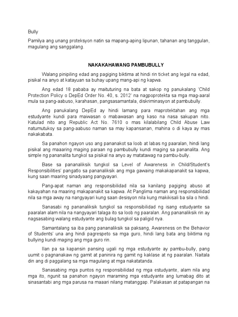 Nakakahawang Pambubully | PDF