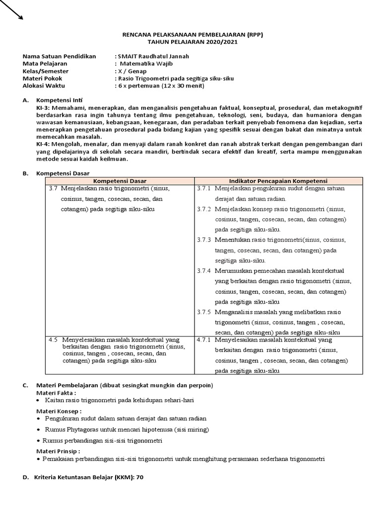 RPP Satu Lembar | PDF