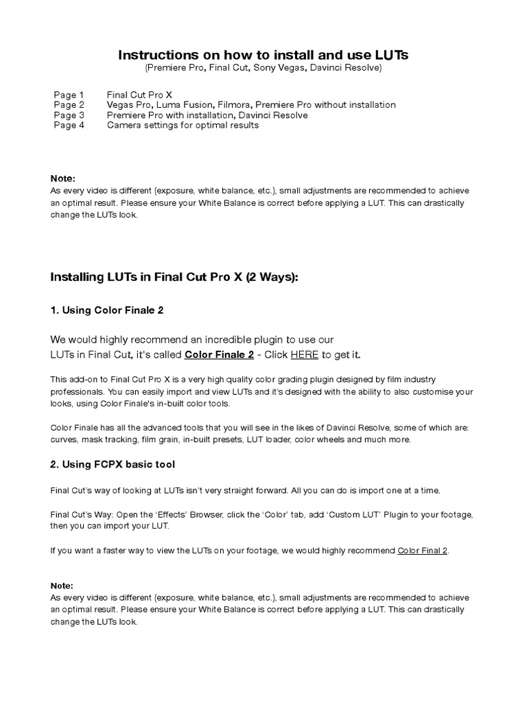 Instructions On How To Install and Use Luts: Installing Luts in Final Cut Pro X (2 Ways ...