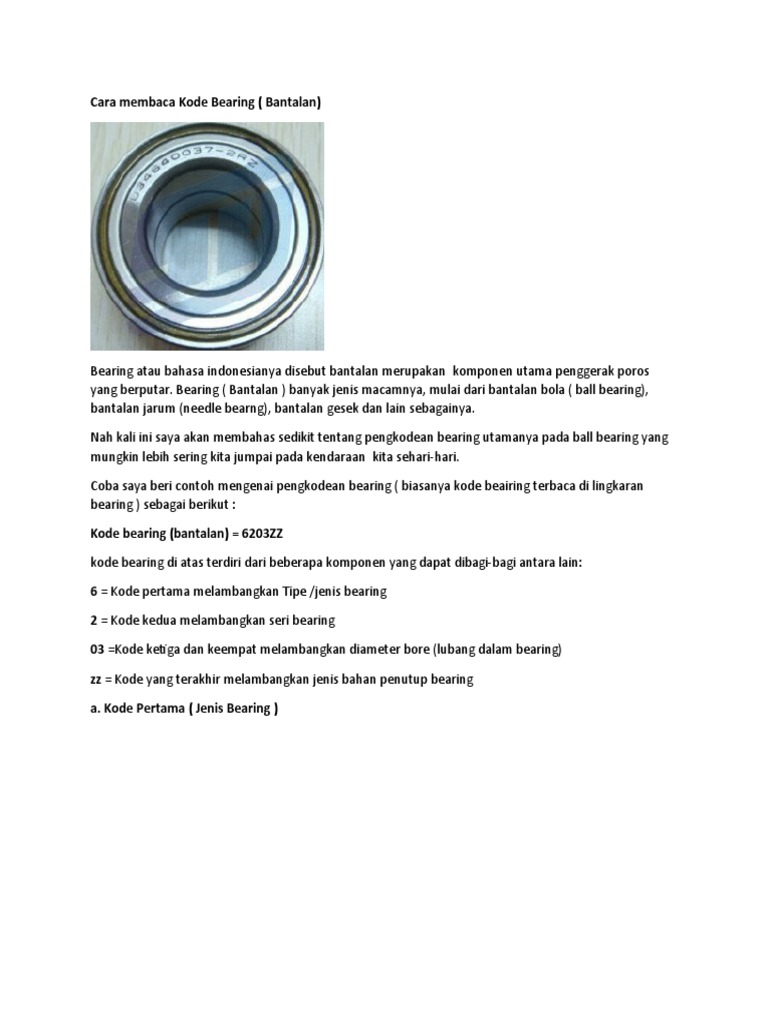 Panduan Membaca Kode Bearing | PDF
