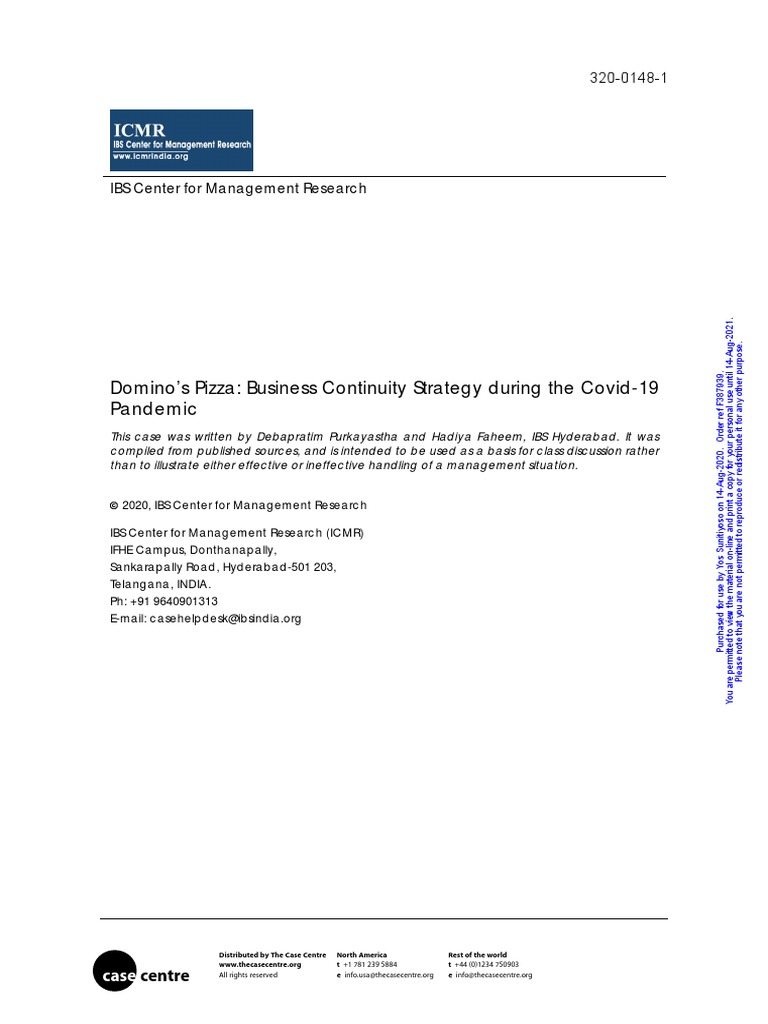 (030921) Domino - S Pizza - Business Continuity Strategy During The ...