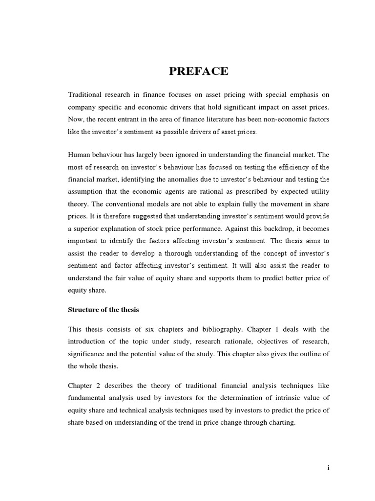 Preface: Structure of The Thesis | PDF | Data Analysis | Stocks