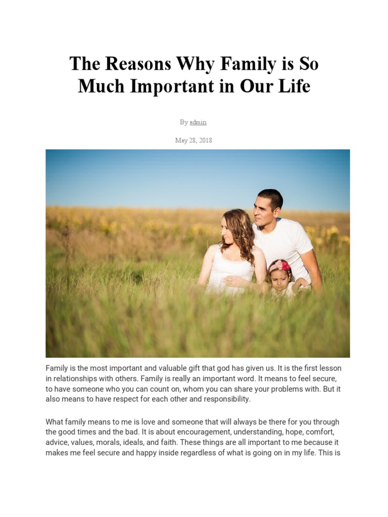 The Reasons Why Family Is So Much Important in Our Life | PDF | Value ...