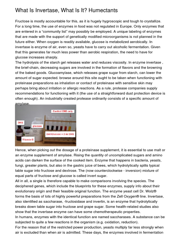 What Is Invertase What Is It Humectantsfhnmh | PDF | Glucose | Enzyme