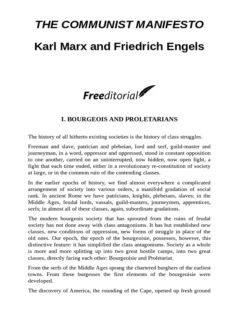 The Communist Manifesto | PDF | Bourgeoisie | Communism