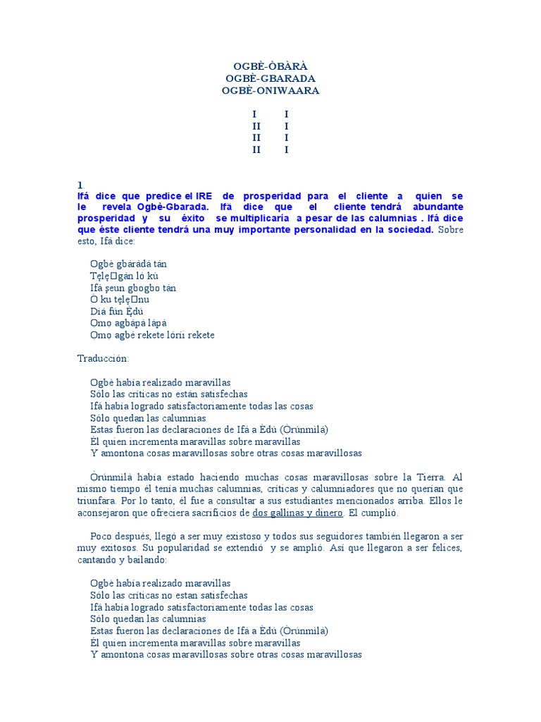 Ogbè Òbàrà | PDF | Religión y creencia