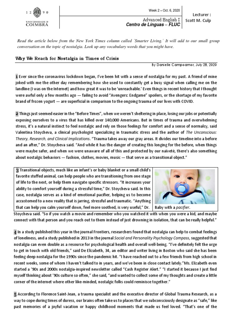 Why We Reach For Nostalgia in Times of Crisis | PDF | Nostalgia ...