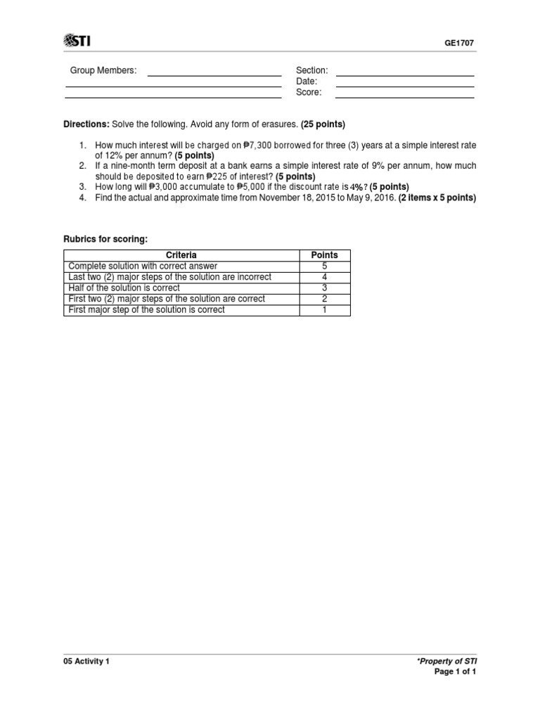 Directions: Solve The Following. Avoid Any Form of Erasures. (25 Points ...