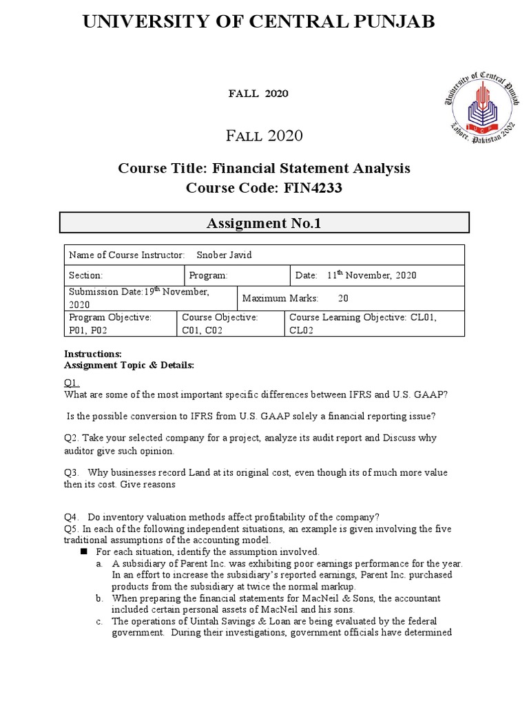 Financial Statement Analysis: Identifying Key Accounting Assumptions ...