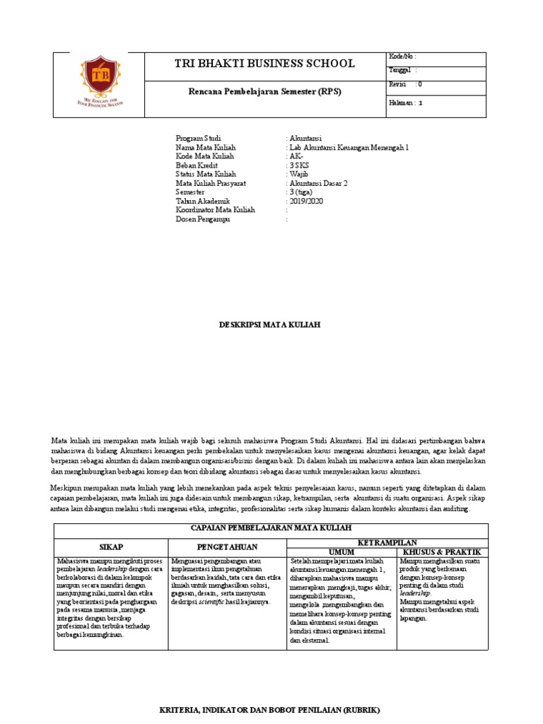 RPS-Lab Akt Menengah 1 | PDF