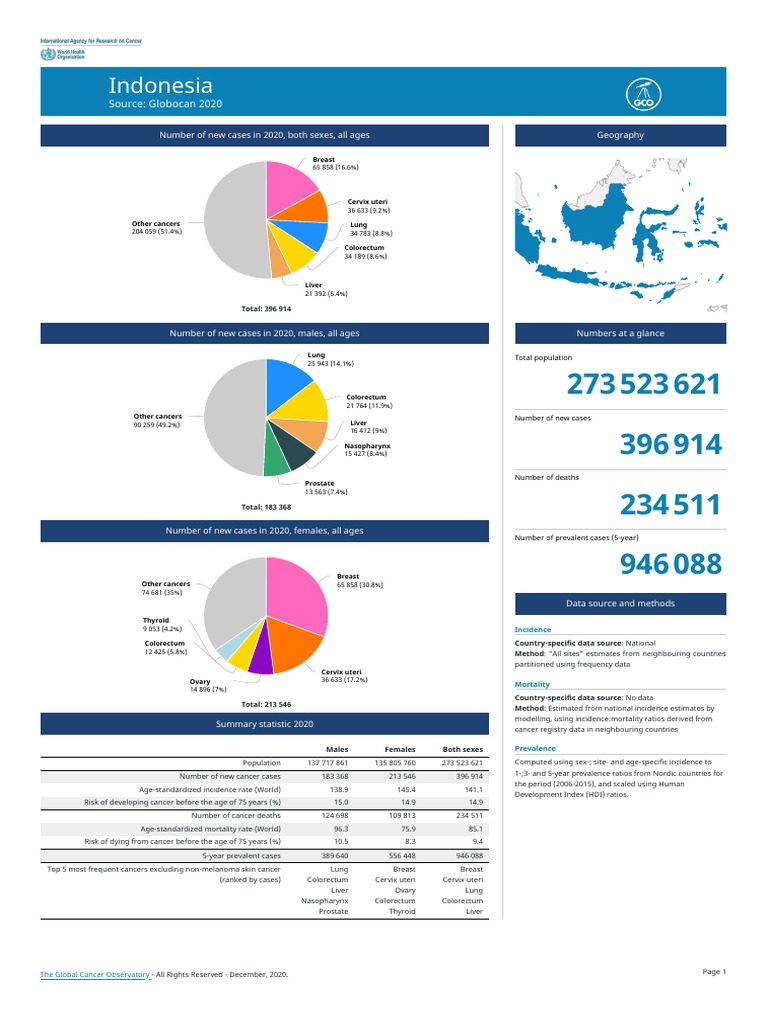 Indonesia Cancer Statistics 2020 | PDF | Incidence (Epidemiology) | Cancer