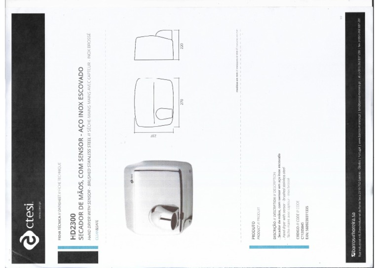 Fiche Technique Seche Main | PDF