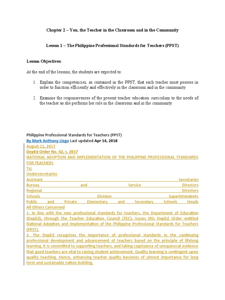 Philippine Professional Standards For Teachers PPST | Download Free PDF ...
