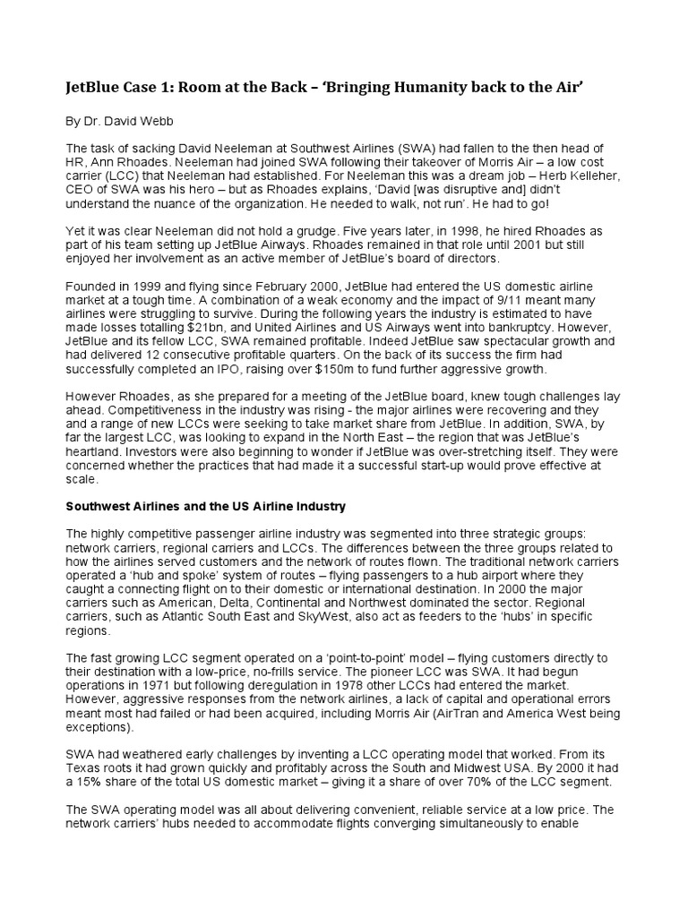 Unit 2 - JetBlue Case Study - Part 1 | PDF | Airlines | Low Cost Carrier