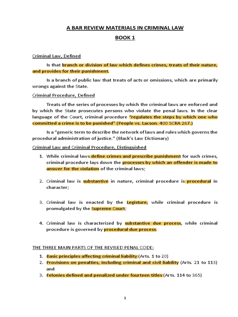 Crim Law 101 - Book 1 | PDF | Ex Post Facto Law | Crime & Violence
