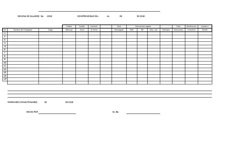 Plantilla de Planilla | PDF
