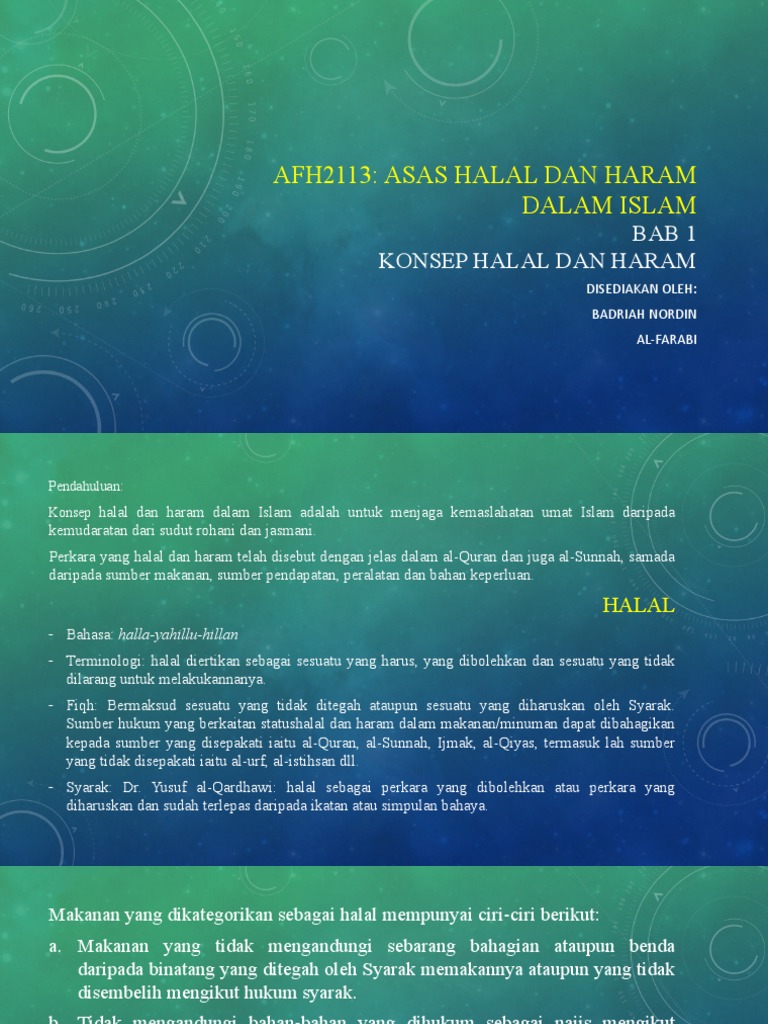 Bab 1 Konsep Halal Dan Haram | PDF