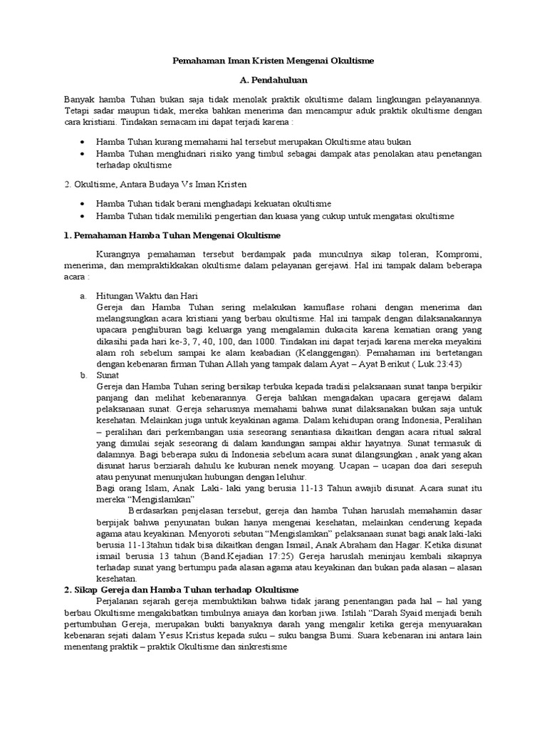 Pemahaman Kristen tentang Okultisme | PDF | Filsafat | Agama ...