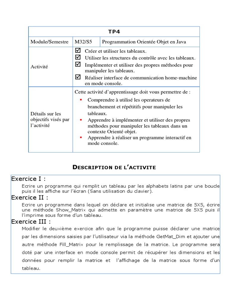 Exercice de Programmation en Java | PDF