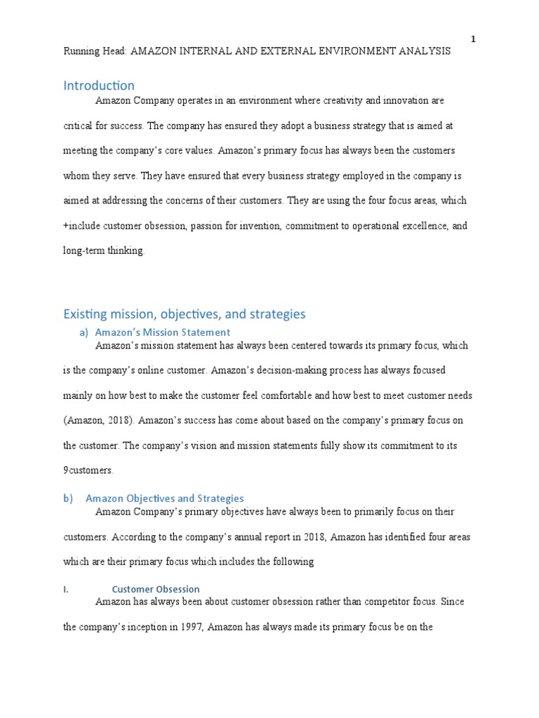 A) Amazon's Mission Statement: I. Customer Obsession | PDF | Business ...