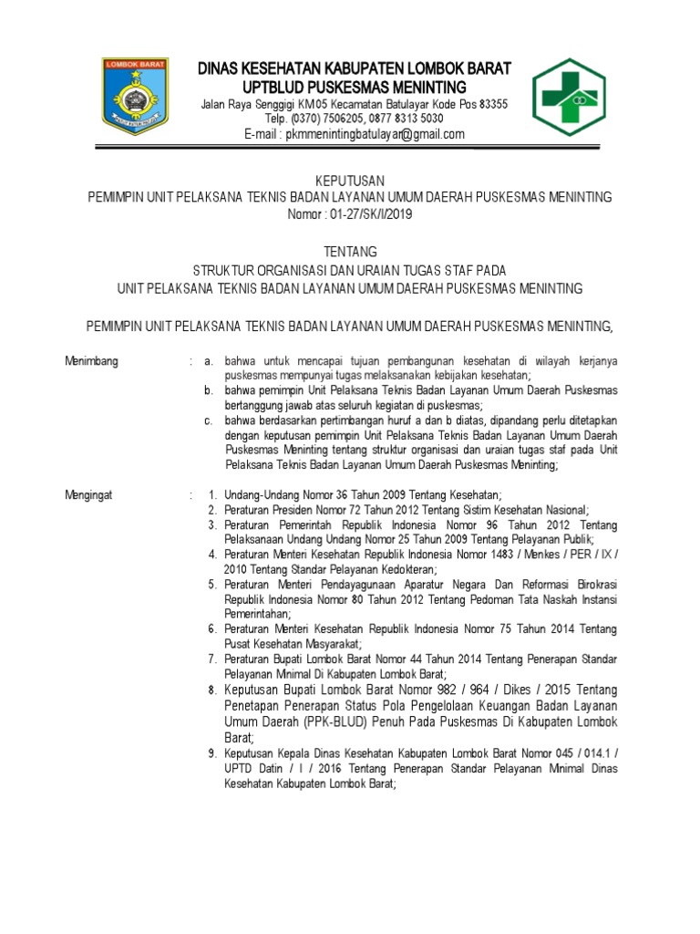 SK Struktur Organisasi & Uraian Tugas - Print | PDF | Bisnis | Pengelolaan Keuangan & Uang