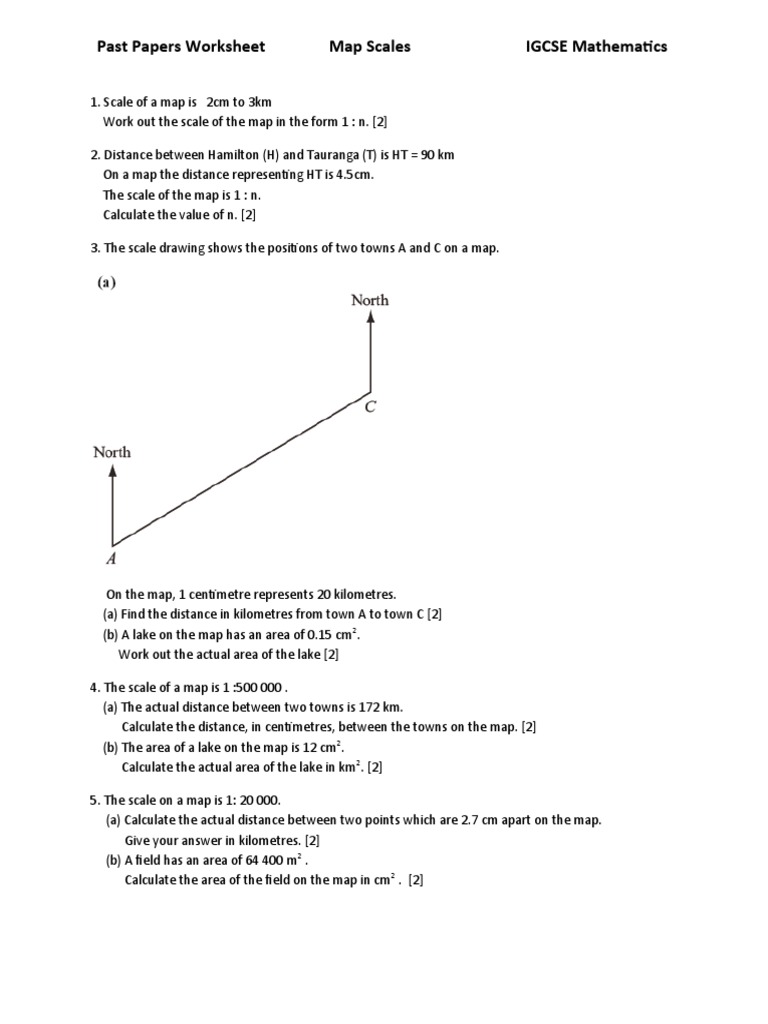 Map Scales Worksheet - Calculate Actual Distances & Areas from Maps ...