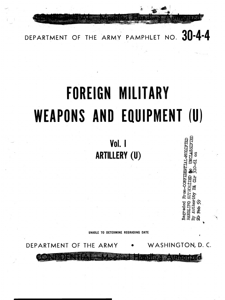 DA PAM 30-4-4 Foreign Weapons and Military Equipment (U) Vol 1 ...