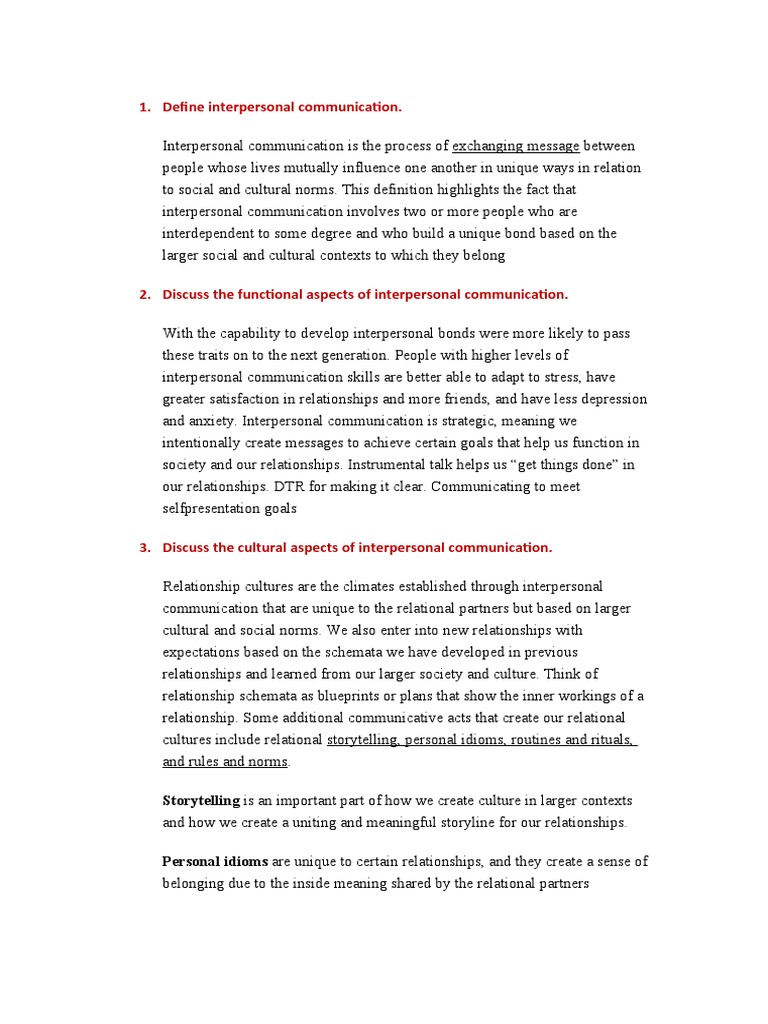 Interpersonal Communication Insights | PDF | Interpersonal ...