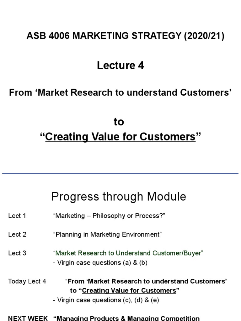 Asb 4006 Marketing Strategy 2020 - Lect 4 CREATING VALUE - Bboard | PDF ...