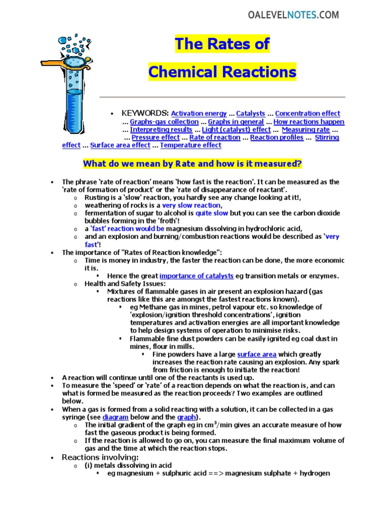 Rate of Chemical Reactions | PDF