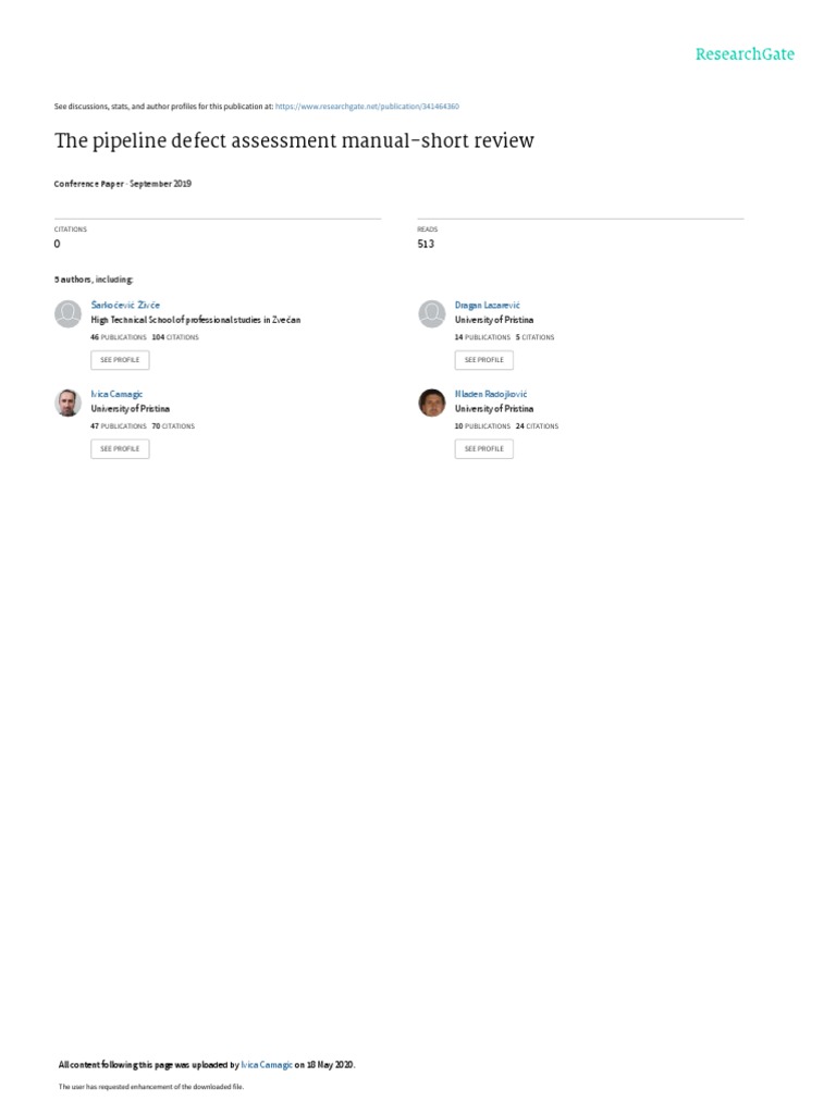 Pipeline Defect Assessment Manual - Short Review | PDF | Strength Of ...